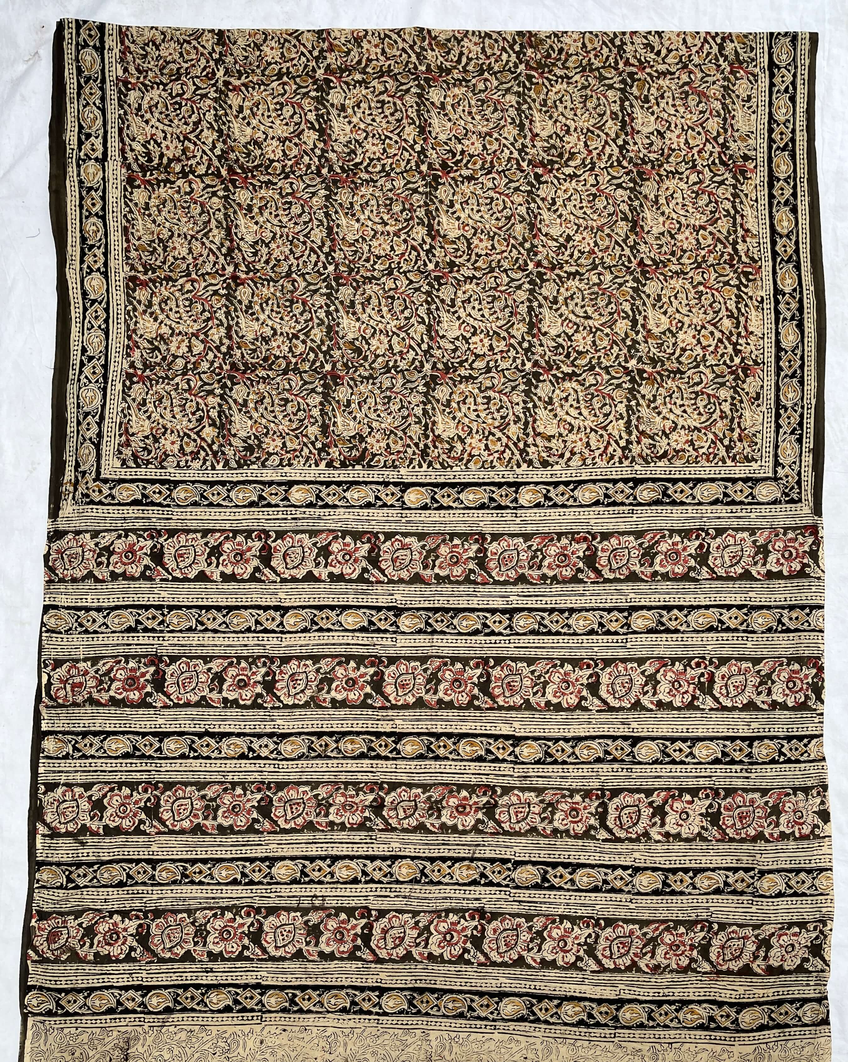 Hand Block Printed Kalamkari Saree KCH-M029 – JSP Handlooms