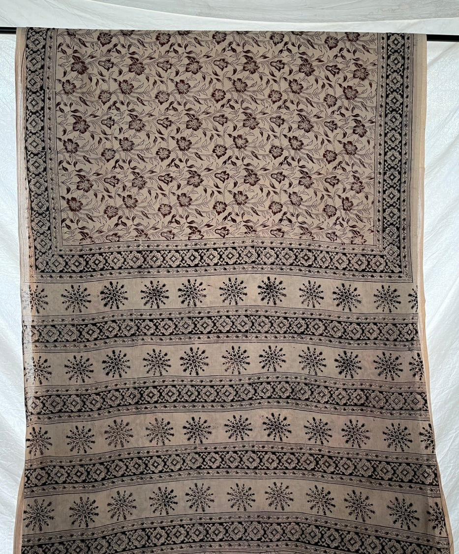 Hand Block Printed Kalamkari Saree KCH-M033 – JSP Handlooms